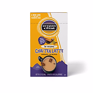 Oregon Chai Original Chai Tea Latte Single Serve Powdered Mix, 8 Count (Pack of 6)