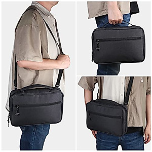 Bible Cover Bible Carrying Case 12"x8"x1.5" Bible Case Bible Covers with Shoulder Strap Pockets and Zipper Bible Book Covers for Men Women Bible Study (Black)