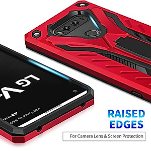 AFARER Case Compatible with LG V20 5.7 inch, Military Grade 12ft Drop Tested Protective Case with Kickstand,Military Armor Dual Layer Protective Cover - Red