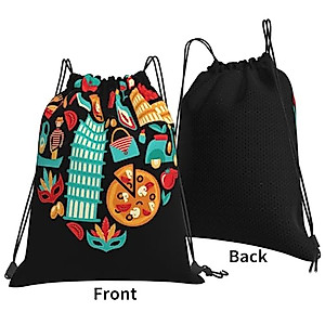 Delhiponics Heart Element Illustration Drawstring Backpack Waterproof Gym Sports Trave String Bag Adjustable Lightweight Drawstring Bag Sports Dance Sackpack