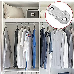 Eyech 40pcs Zinc Alloy Hardware Oval Closet Rod End Supports 16mm x 30mm Wardrobe Flange Bracket Holder