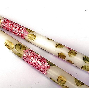Decorative Dripless Romantic Hand Painted Pink Hydrangea Flower Taper Candles Shabby Chic Floral Decor Home Accents