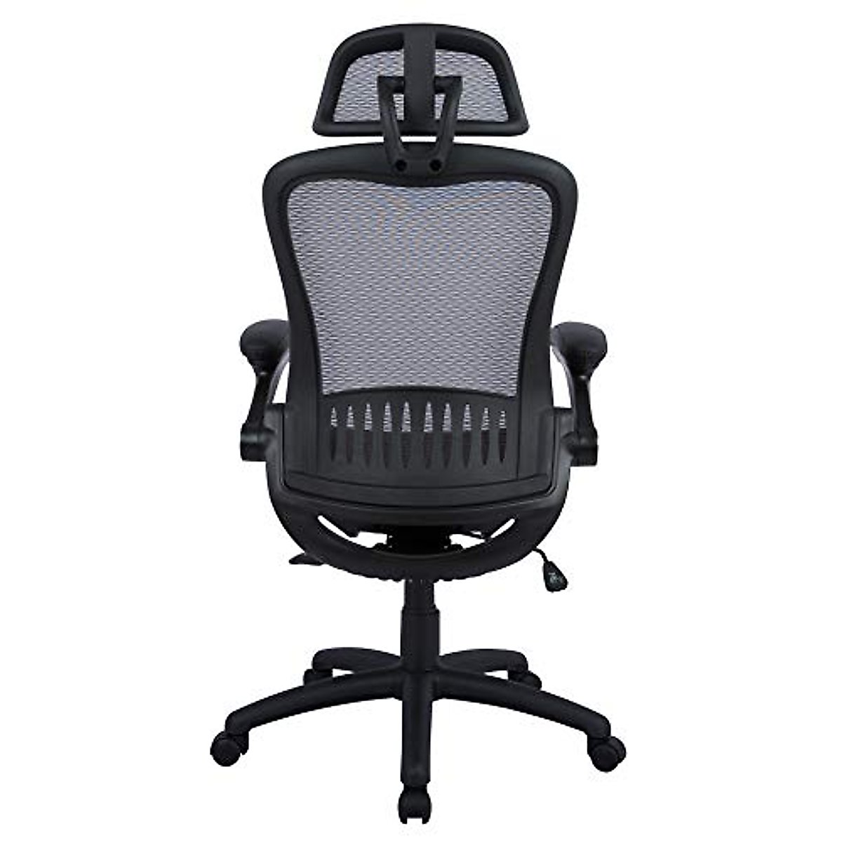 Amazon Basics Adjustable High-Back Mesh Chair with Flip-up Arms and Head Rest – Grey