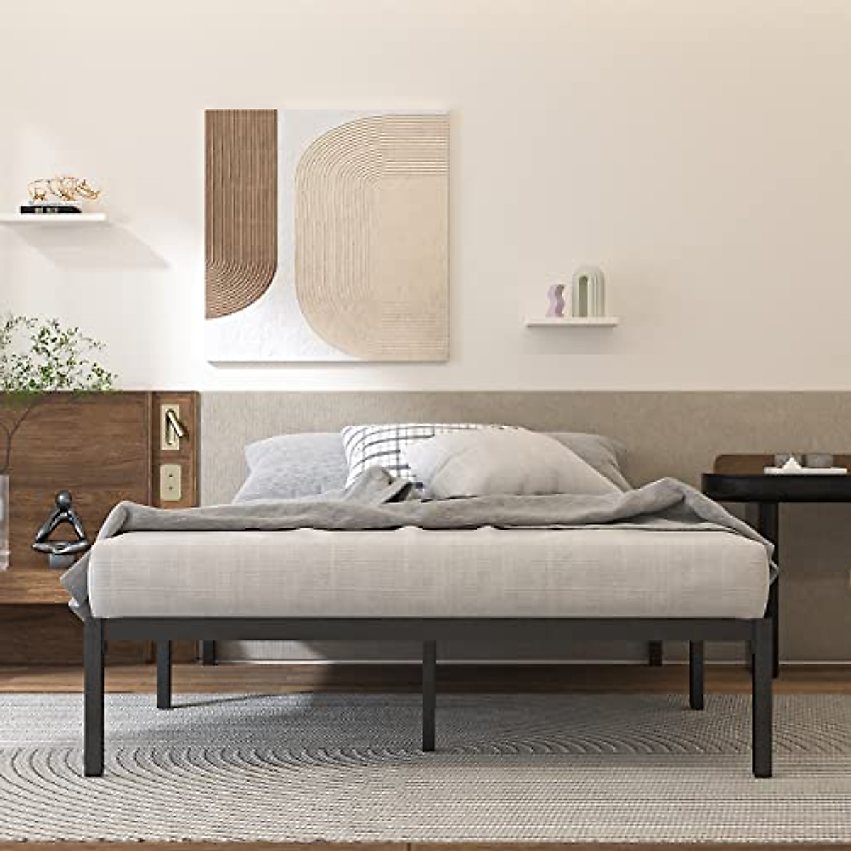 UYUK Metal Platform Bed Frame Queen Size, No Box Spring Needed Modern Design, Heavy Duty Easy Assembly