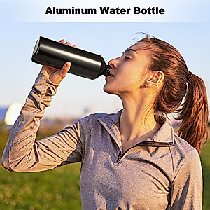 18 Pieces Aluminum Sport Water Bottles Bulk 24 oz Lightweight Water Bottles Reusable Leak Proof Water Bottles with Hook and Twist Cap for Bike, Camping, Climbing, Travelling, Indoor, Outdoor (Black)
