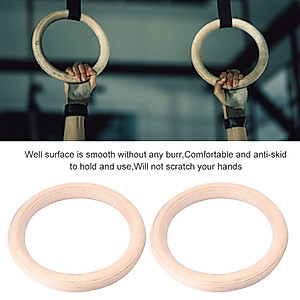VGEBY Professional Gymnastic Rings Strength Training Birch Wooden Rings with Polyester Straps