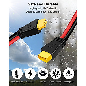 11FT XT60 Extension Cable, 10AWG XT60 Male to Female Adapter Connector Extension Wire for RC Battery Solar Panel Portable Power Station Pack FPV Drone and All XT60 Plug Devices