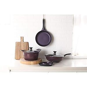 PurpleChef "Jumbo Pot" 7 Quart Nonstick Stock Pot Cookware w/Lid. INDUCTION COMPATIBLE