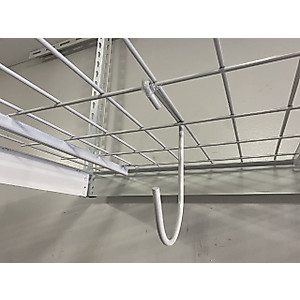 RACK YOUR GARAGE Overhead Rack Hooks for Hanging from Ceiling Rack and Wall Shelving Deck, Heavy Duty Bike Hooks - White (Set of 4)