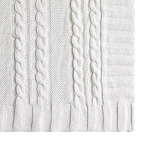 VCNY Home | Dublin Collection | Throw Blanket - 100% Cotton in Cable Knit Weave, Ultra Plush, Luxuriously Warm - for Bed, Couch, or Chair, Throw, White 50x70