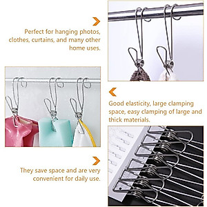 Stainless Steel Clothespins - 2024 New Heavy Duty Long Tail Clips with Hooks, Extra Large Universal Hanging Clips for Clothes, 10 Pack Stainless Steel Metal Clothespins for All Your Drying Needs (10)