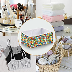 Kigai Building Blocks Storage Bins Cube Foldable Storage Baskets Bin Waterproof Home Organizer with Handles Basket for Toy Nursery Blanket Clothes, 11x11x11 Inch