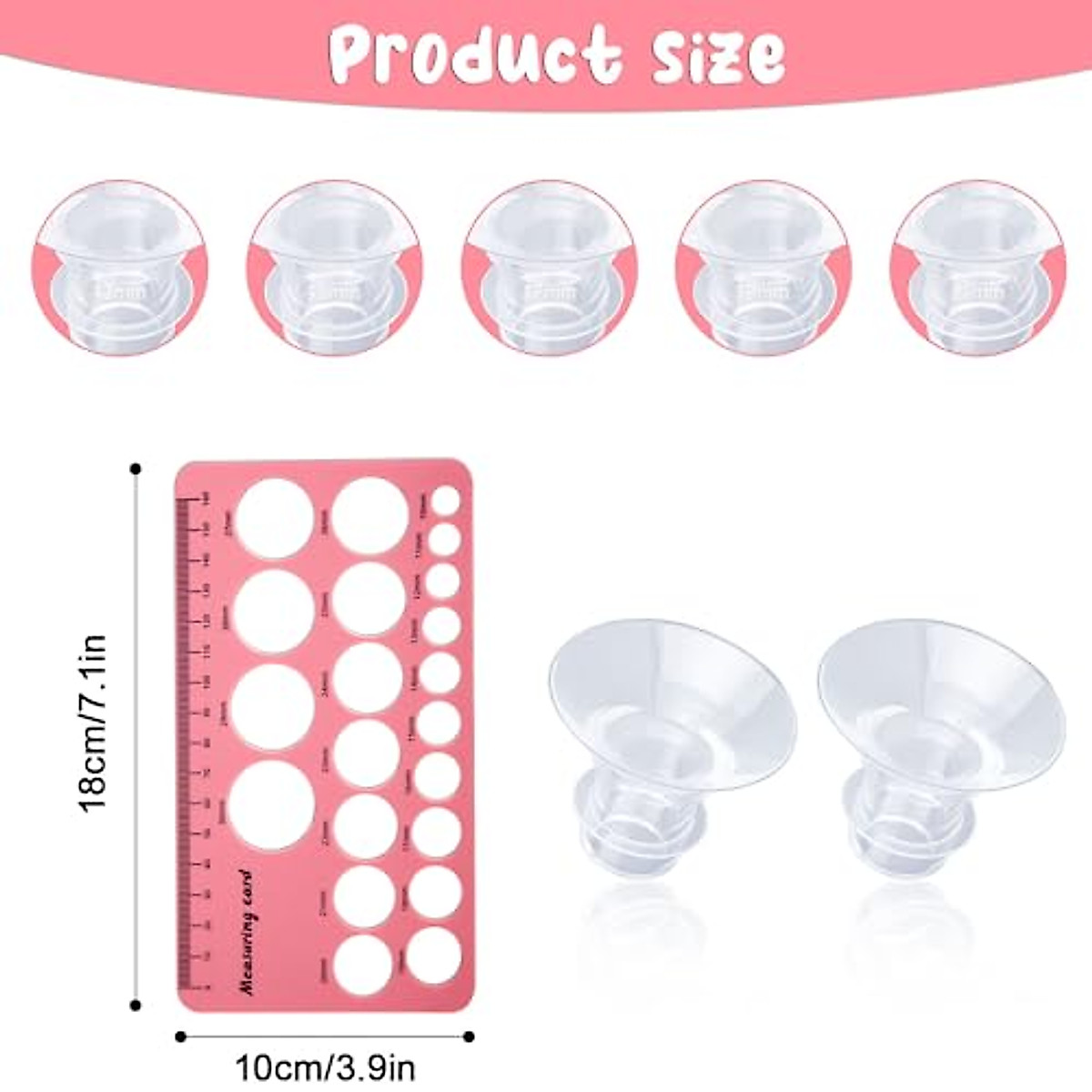 10pcs Breast Pump Flange Insert, 5 Sizes Silicone Flange Insert Replacement with Double-Sided Nipple Ruler for S1/S2/S9/S10/S12 Spectra Flange Breast Pump Guard Shields, Breast Pump Accessories