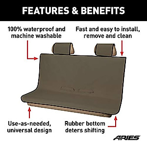 ARIES 3146-18 Seat Defender 58-Inch x 55-Inch Brown Waterproof Universal Bench Car Seat Cover Protector