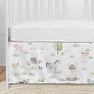 Sweet Jojo Designs Farm Animals Baby Boy or Girl Nursery Crib Bedding Set - 11 Pieces - Watercolor Farmhouse Lattice Horse Cow Sheep Pig