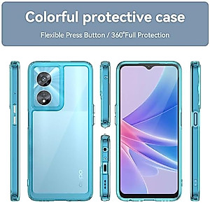 Case for Oneplus Nord N20 SE,Flexible Press Button,Transparent case,Anti-Fingerprint.360°Full Protection-Blue(Transparent)