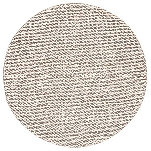 SAFAVIEH Natura Collection 8' Round Beige NAT620B Handmade Wool Area Rug