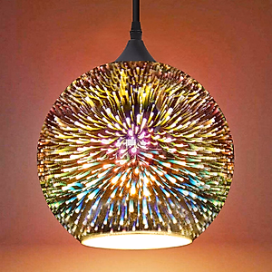 FRIDEKO HOME Industrial Modern 3D Colourfull Glass Pendant Light 7.9 inches Firework Globe Ball Style Hanging Lamp Creative Lighting Fixture for Island Kitchen Dining Room use E26 Bulb