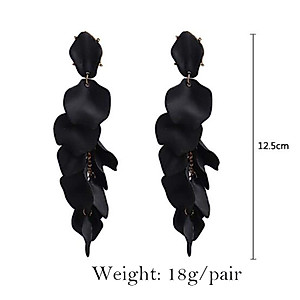 YERTTER Christmas Long Acrylic Dangle Rose Petal Drop Dangle Earrings Bohemian Resin Flower Statement Earrings for Women (Red)