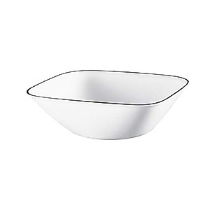 Corelle Vitrelle 18-Piece Service for 6 Dinnerware Set, Triple Layer Glass and Chip Resistant, Lightweight Square Plates and Bowls Set, Timber Shadows