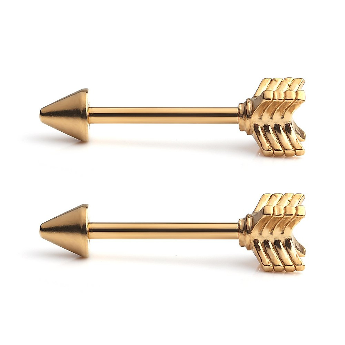 Ruifan 14G 9/16Inch Shiny Ball & Matte Ball & Arrow & Screw Nipple Tongue Shield Ring Barbell Body Piercing Jewelry Retainer 4prs(8pcs) - Mix Color