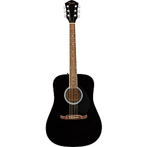 Fender FA-125 Dreadnought Acoustic Guitar - Black Bundle with Hard Case, Tuner, Strap, Strings, Picks, and Austin Bazaar Instructional DVD