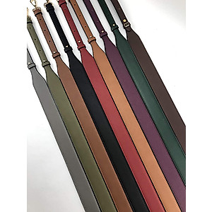 Full Grain Leather Adjustable Replacement Strap For Cross Body Bag Purse CK MK Bags (Black, Long39.4''-50.4'')