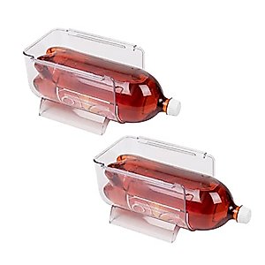 Mind Reader 2 Liter Bottle Kitchen Refrigerator Bin Storage Stackable Can Dispenser, 5.11" x 7.87", Clear