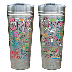 Catstudio Charleston Thermal Tumbler | Triple Wall Insulation With Non Slip Bottom | Great Travel Cup for Water, Coffee, Tea, or Smoothies