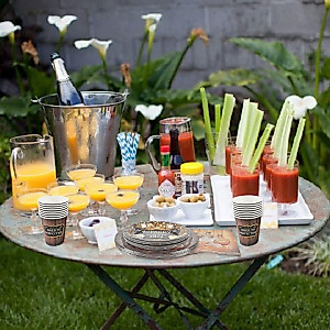 Cieovo Whiskey Party Supplies Set for 16 Guests Including Dinner Plates, Dessert Plates, Lunch Napkins, Cups for Whiskey and Beer Theme Birthday Family Party Decorations