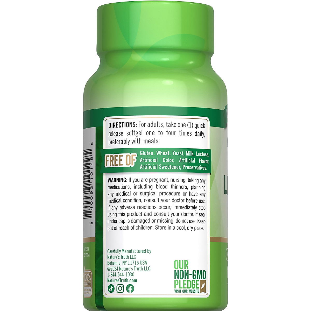 Nature's Truth Norwegian Cod Liver Oil | 100 Softgels | with EPA & DHA | Non-GMO, Gluten Free Supplement