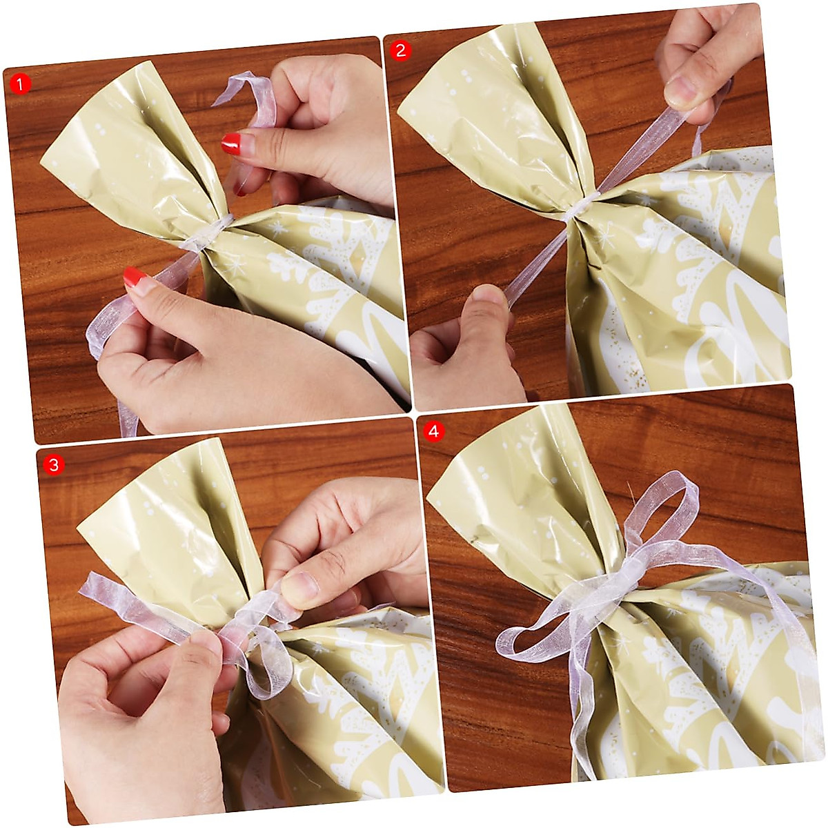 Christmas Bags Large Size Christmas Wrapping Assorted Styles Christmas Goody Bags with Ribbon Ties for Christmas Party Xmas Holiday 30PCS
