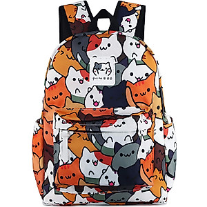 Roffatide Game Neko Atsume Anime Laptop Backpack Cute Cat School Bag Cartoon Printed Daypack