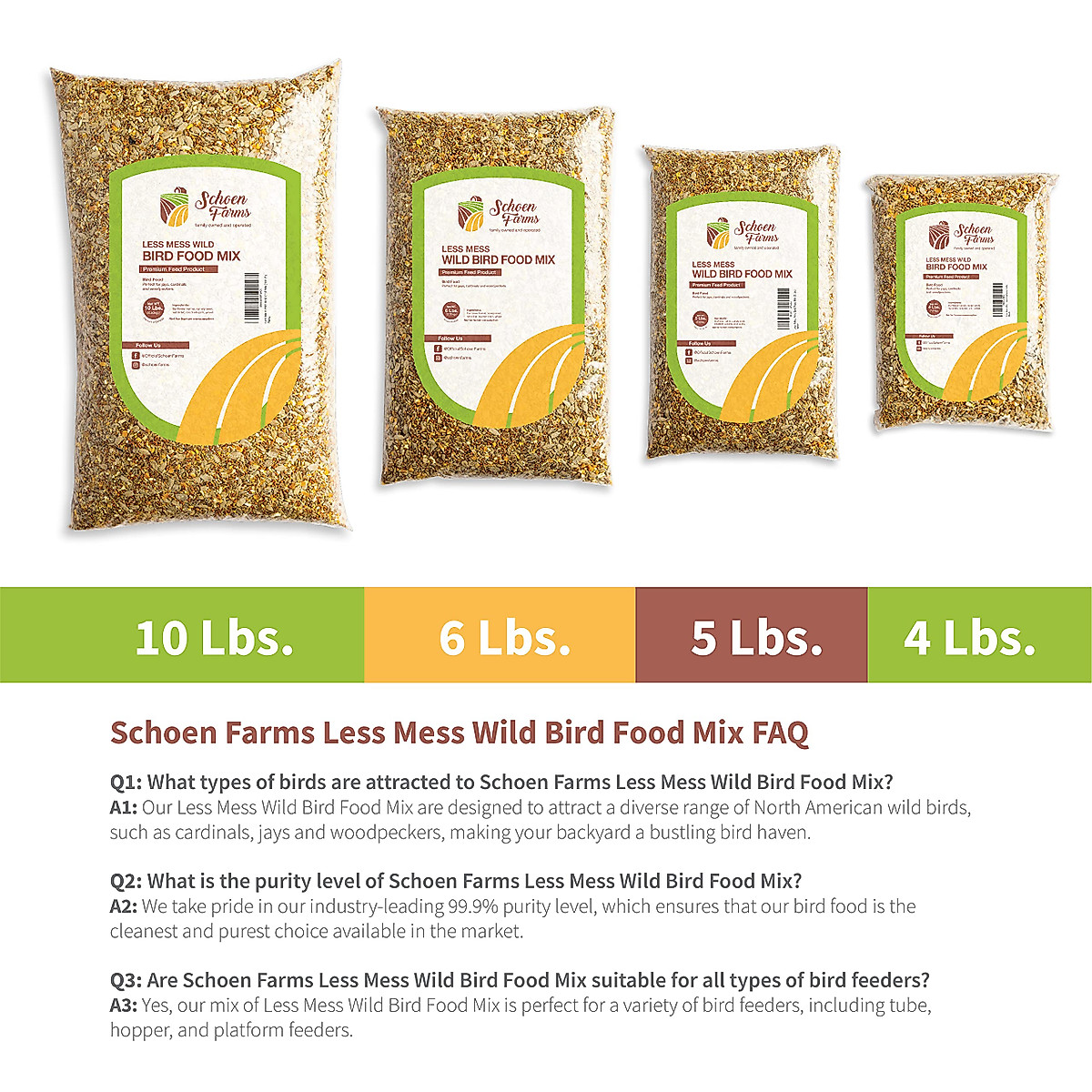 Gourmet Less Mess Wild Bird Food Mix (6 LBS) (No Mess) Blend for Cardinals, Chickadees, Nuthatches, Woodpeckers and Songbirds