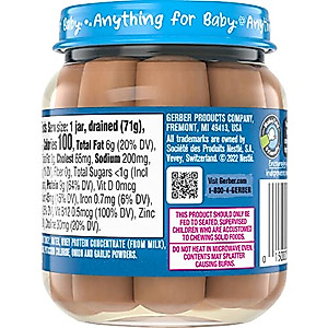 Gerber Mealtime for Baby Lil’ Stick, Turkey Sticks, Packed in Water, Baby Led Friendly, For Crawlers 10 Months & Up, 2.5-Ounce Glass Jar (Pack of 10 Jars)