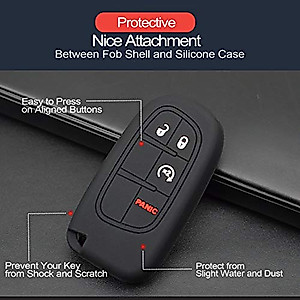 2pcs Compatible with Ram Smart 4 Buttons Silicone FOB Key Case Cover Protector Keyless Remote Holder for 2013-2019 Ram 1500 2500 3500 4000 4500 5500 1500 Classic, 2014-2019 Jeep Cherokee GQ4-54T