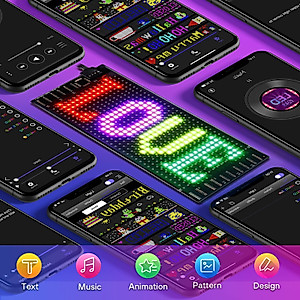 RAYHOME LED Sign for Car, 7''x3''Flexible LED Matrix Panel USB 5V Bluetooth Application Control DIY Programmable Scrolling LED Sign for Car Party Wedding Festival