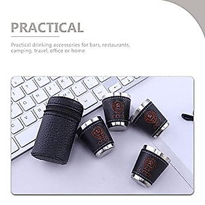 Yardwe Glass Measuring Cup 8pcs Stainless Steel Shot Cups, Metal Shot Glasses with Carrying Case Outdoor Travel Drinking Cups for Water Wine Camping Accessories