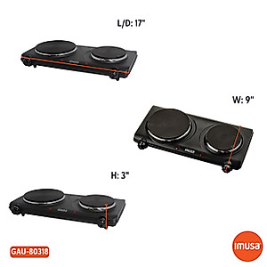 IMUSA Double Electric Hot Plate, Black