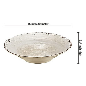 Supreme Housewares 16 Inch Melamine Serving Bowl Large Bowl Mixing Bowl BPA-Free Food Bowl for Charcuterie, Food, Fruit, and Salad (Crackle, Cream)