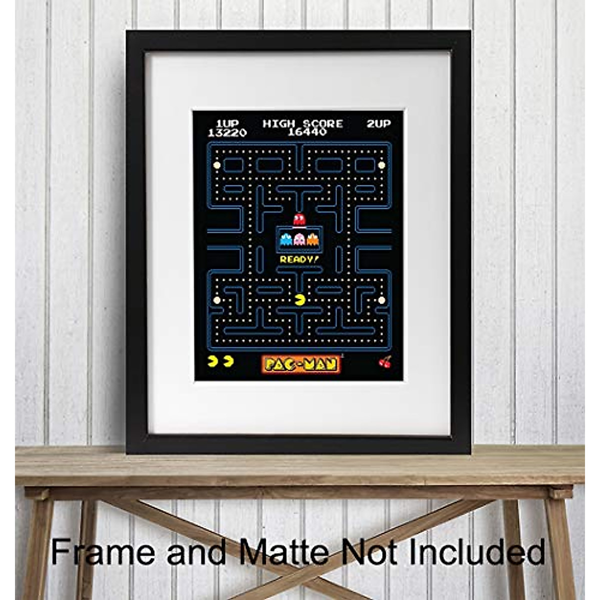 Pacman Arcade Game Poster - 8x10 Pac Man Wall Decor - Cool Unique Gift for Boys, Men, Gamer, Video Game, Arcade Games, Xbox, Nintendo, Gaming Fan - Game Room Decor