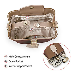 FOXLOVER Women's Small Split Leather Bucket Bag Lady Handbag Stylish Hobo Female Bag Purse (Brown)