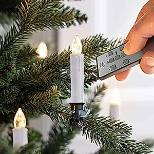 Homemory 20 PCS LED Window Candles with Remote Timer, Battery Operated Flameless Taper Christmas Candles Light with Clips/Suction Cups, Flickering Warm White Light, Dia 0.7''x 4''