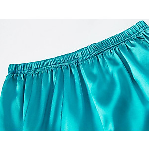 Topgal Big Girls Pajamas Size 10 – Lovely Teal Satin Short Sleeve & Shorts PJ Set Sleepwear