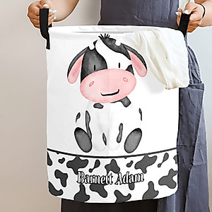 Cow Print Farm Animal Storage Bin, Waterproof Oxford Fabric Clothes Basket Organizer for Laundry Hamper,Toy Bins,Gift Baskets, Bedroom, Clothes,Baby Nursery