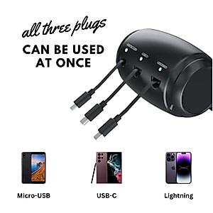 SUPERLIT Multi Car Retractable Backseat 3 in 1 Car Charging Station Box Compatible with All Phones | iPhone | Samsung | Android | Uber Lyft Turo Ride Share Customer Charging Dock Attach to Headrest