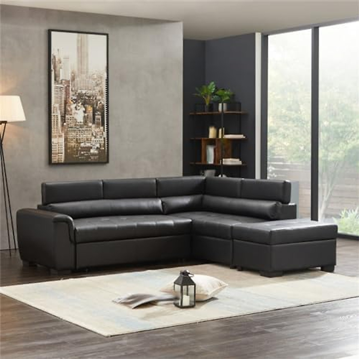 ylyajy PU Leather Sofa Sectional Sofa Bed for Living Room Sleeper Sofa Set L Shaped Comfortable Large Sofa Leisure Soft Couch
