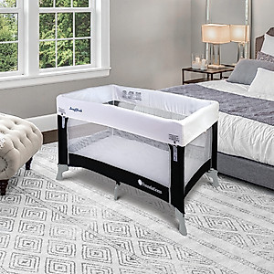 Foundations SnugFresh Celebrity Portable Play Yard, Baby Travel Crib with Machine Washable Sheet Cover, Foam Mattress, Graphite