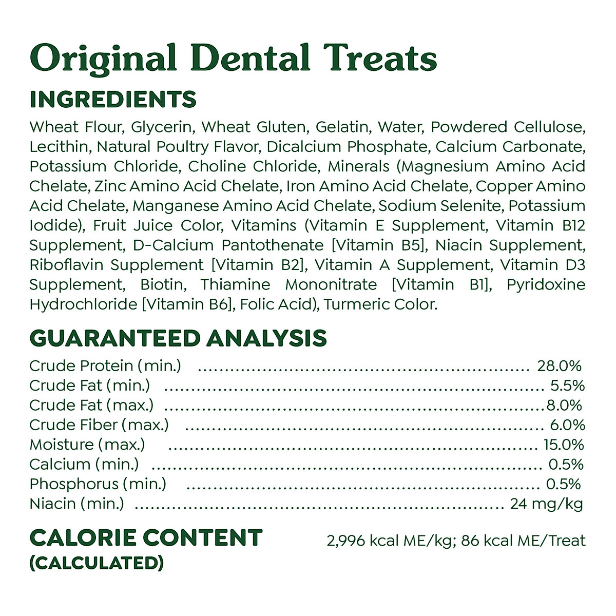 GREENIES Original Regular Natural Dog Dental Care Chews Oral Health Dog Treats, 36 oz. Pack (36 Treats)