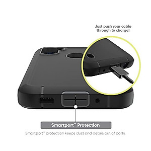 onn.Black-Rugged Phone Case | Built-in Microbial Protection | 3 Layers of Protection Samsung Galaxy A11